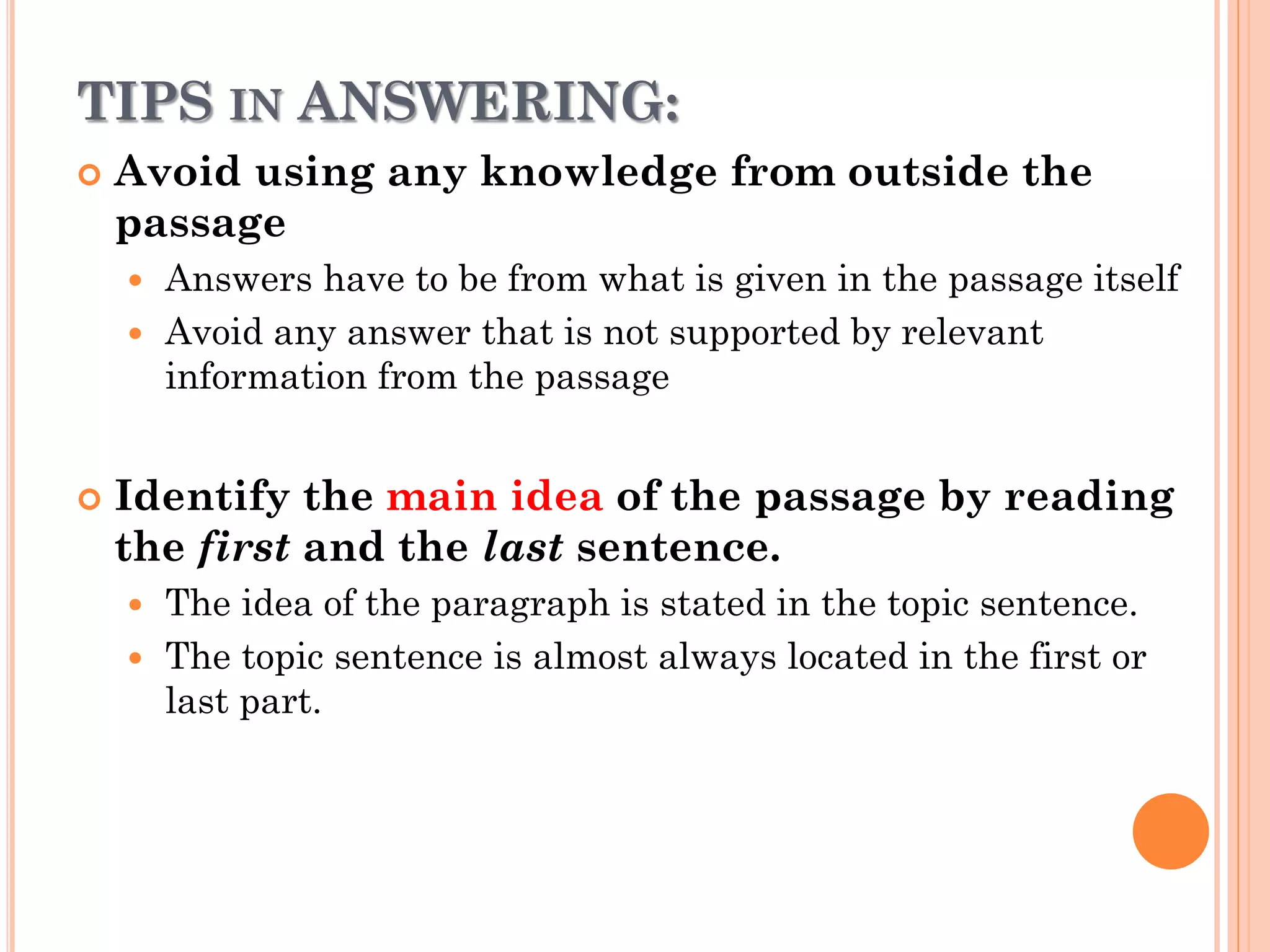 How to answer reading comprehension test | PDF