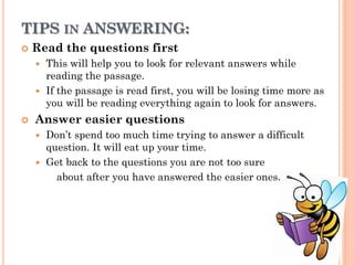 How to answer reading comprehension test | PDF