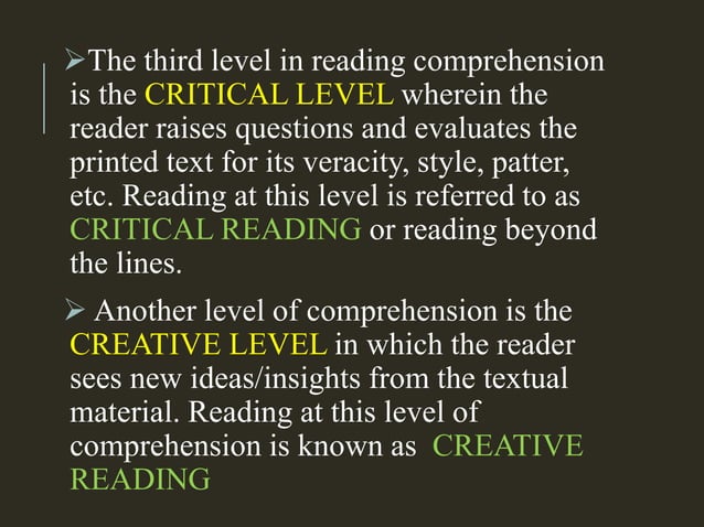 Reading comprehension | PPTX | Education