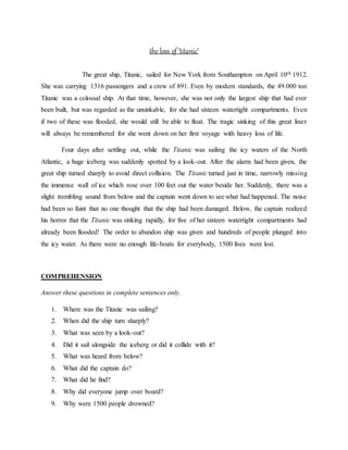 Reading comprehension | DOCX