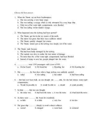 Reading comprehension | DOCX