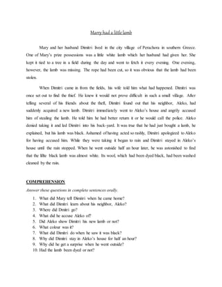 Reading comprehension | DOCX