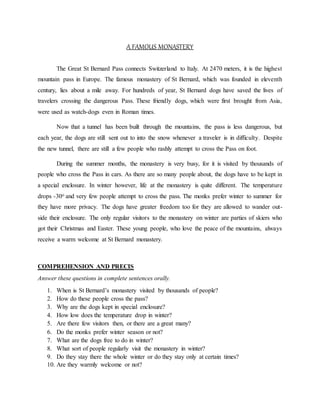 Reading comprehension | DOCX