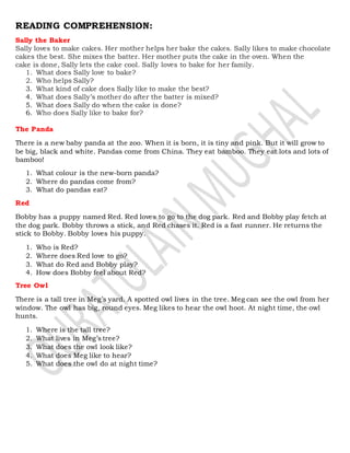 Reading comprehension | DOCX