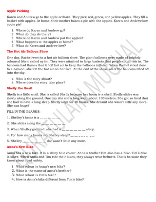 Reading comprehension | DOCX