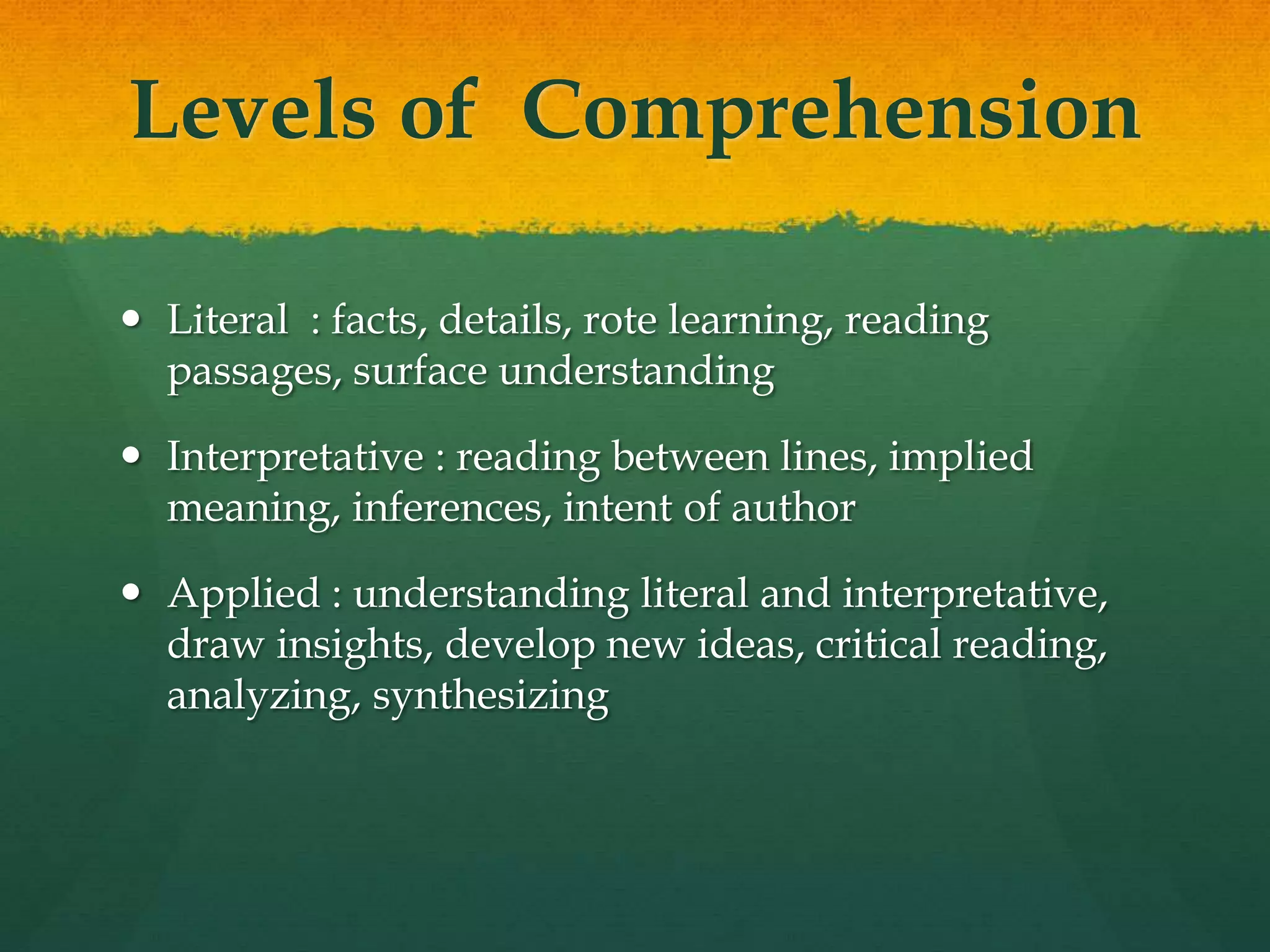 Reading comprehension | PPTX