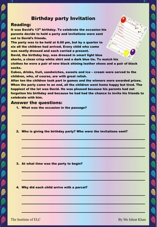 Practice Reading comprehension | PDF