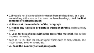 Reading comprehension, including Skimming and scanning. | PPT