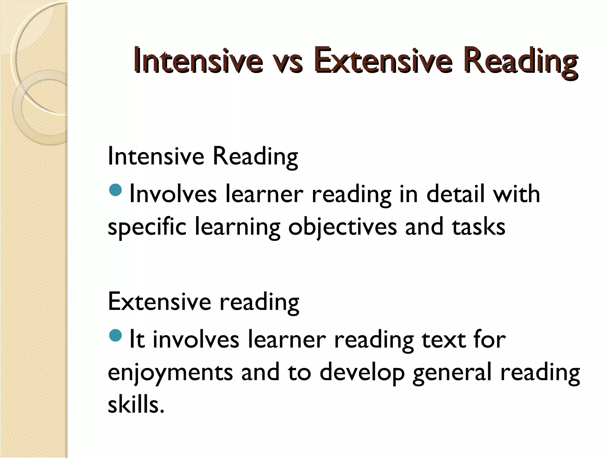 Reading comprehension overview of skimming and scanning | PPT