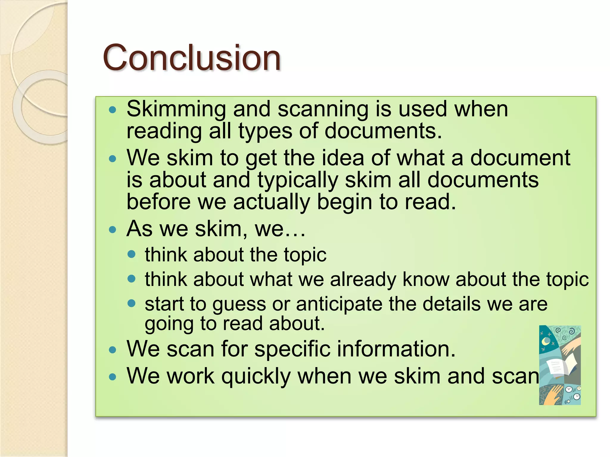 reading comprehension - overview of skimming and scanning.ppt