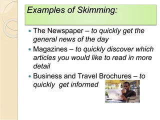 reading comprehension - overview of skimming and scanning.ppt
