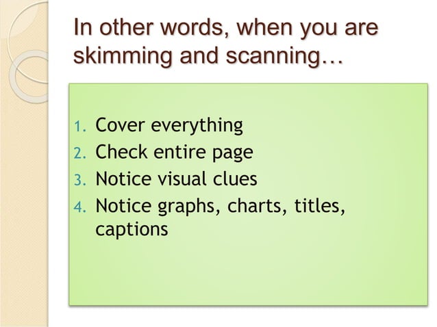 reading comprehension - overview of skimming and scanning.ppt