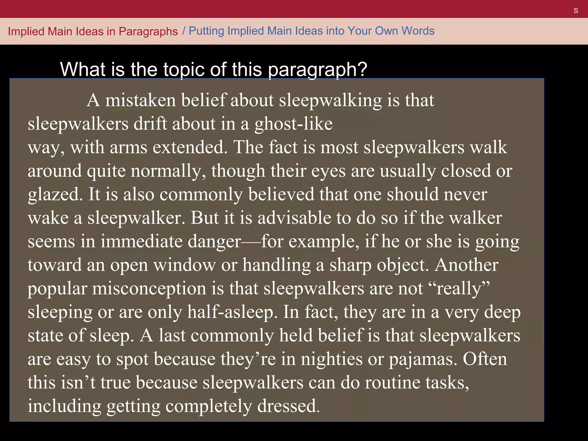 Reading Comprehension (1).pptx | Sleep Disorders | Diseases and Conditions