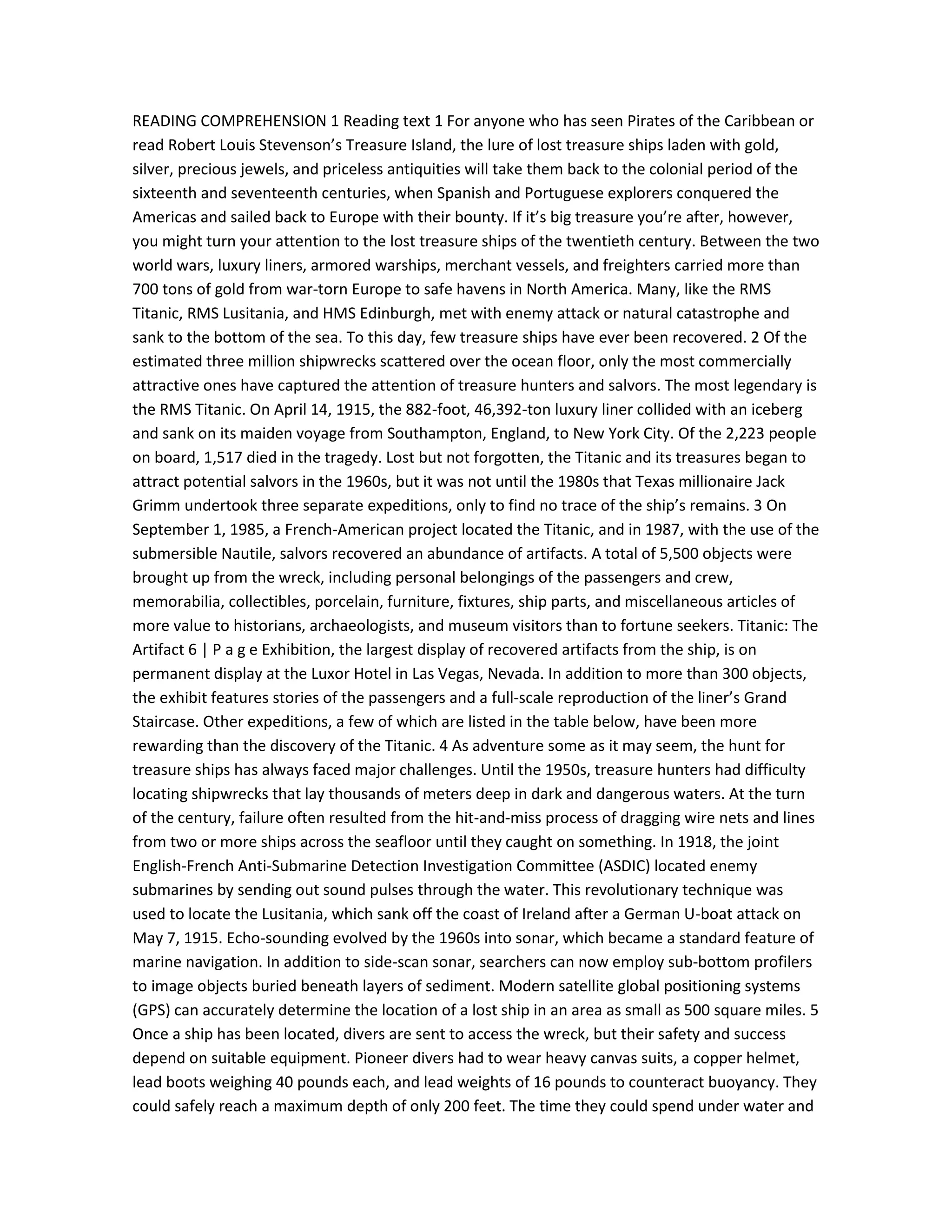 READING COMPREHENSION 1 Reading text 1 For anyone who has seen Pirates ...