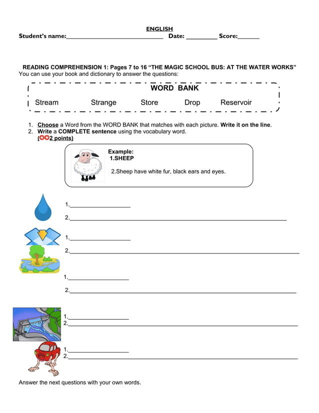 Reading comprehension 1 the magic school bus At the waterworks | DOC ...