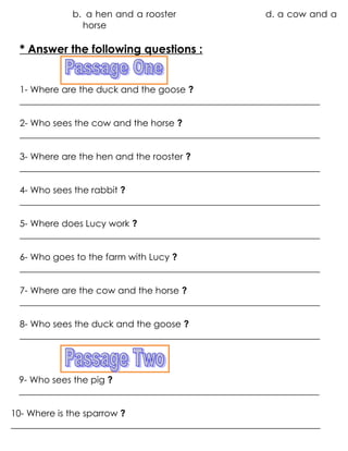 Reading Comprehension for students in grade two | DOC