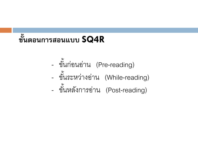 Reading comprehension ability using sq4 r techniquesจร ง | PPTX