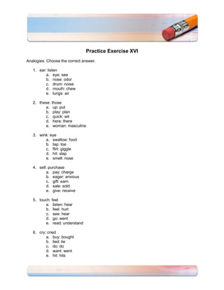 Reading Comprehension Analogies | PDF