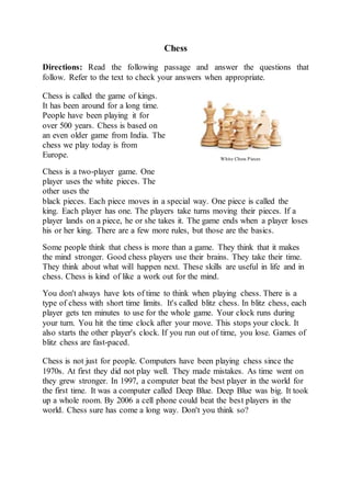 Reading comprehension_Chess Mora José Ddavid | PDF