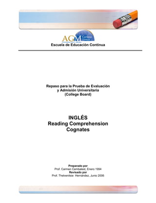 Reading Comprehension Cognates | PDF