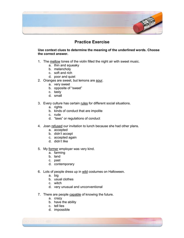 Reading Comprehension Context Clues | PDF