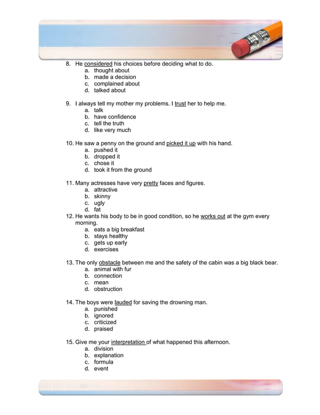 Reading Comprehension Context Clues | PDF
