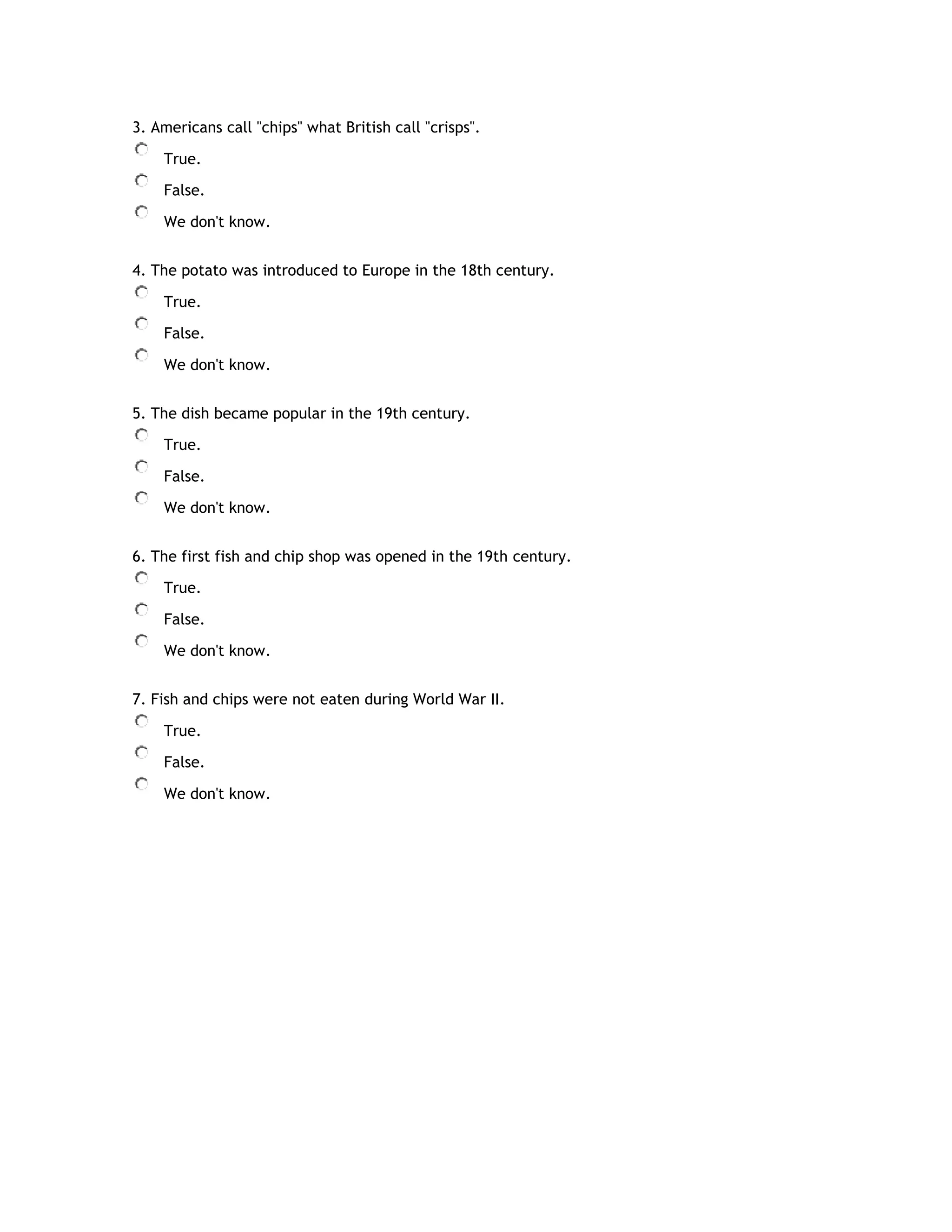 Reading comprehension fish and chips | DOCX