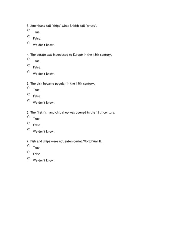 Reading comprehension fish and chips | DOCX