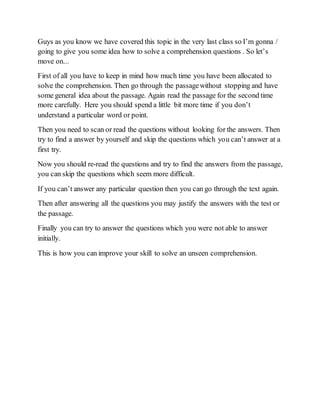 Reading comprehension guideline | PDF