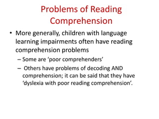Reading comprehension impairment | PPTX | Standardized Testing ...
