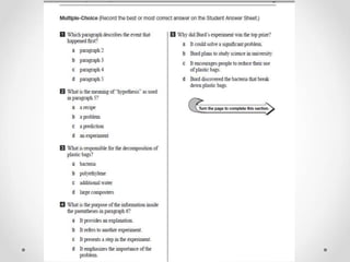Reading comprehension & multiple choice | PPT