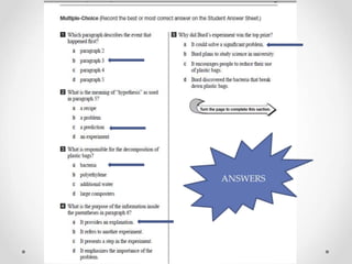 Reading comprehension & multiple choice | PPT
