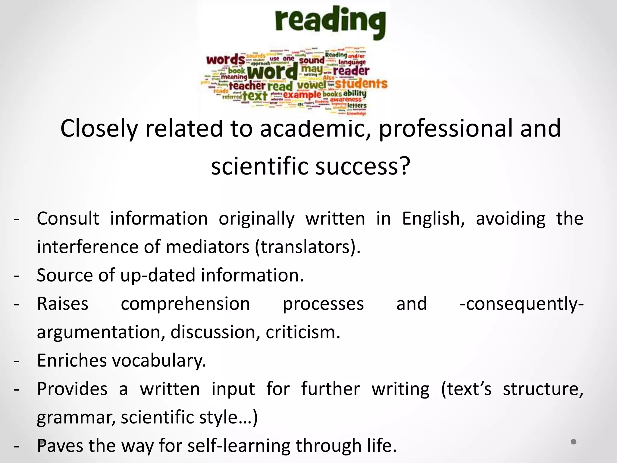 Reading comprehension of scientific texts | PPTX
