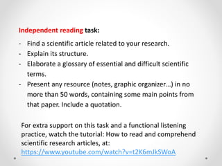 Reading comprehension of scientific texts | PPTX