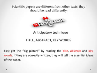Reading comprehension of scientific texts | PPTX