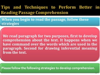 Reading comprehension passage tips and techniques to solve | PPT