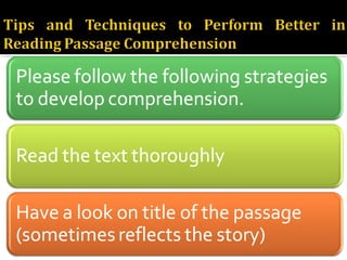 Reading comprehension passage tips and techniques to solve | PPT