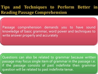 Reading comprehension passage tips and techniques to solve | PPT