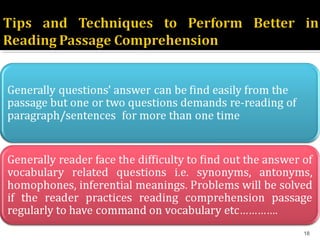 Reading comprehension passage tips and techniques to solve | PPT