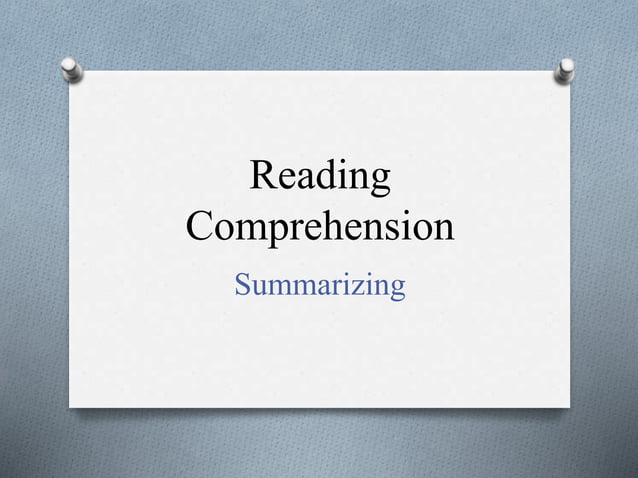 Reading comprehension power point | PPT