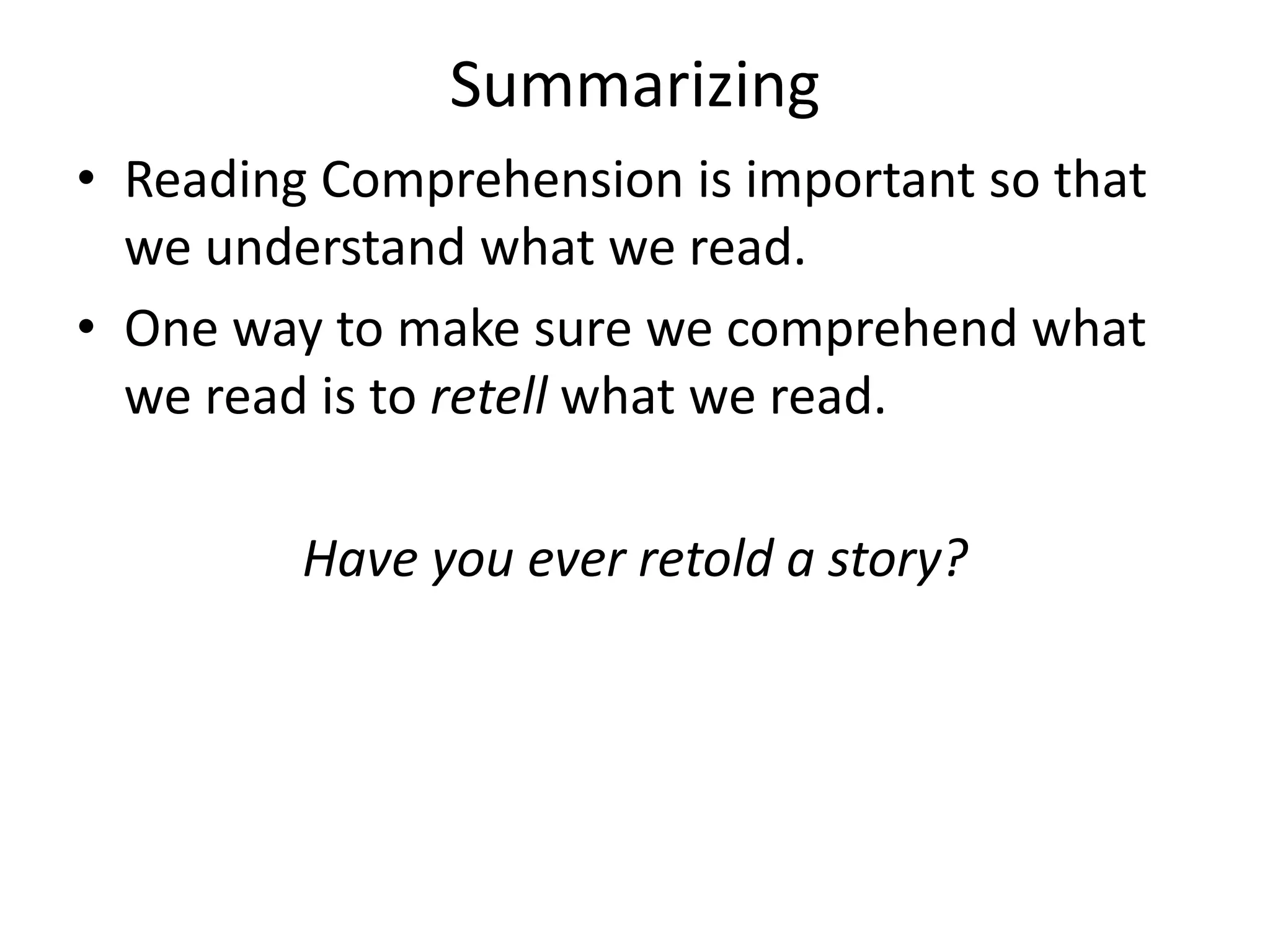 Reading comprehension power point | PPSX
