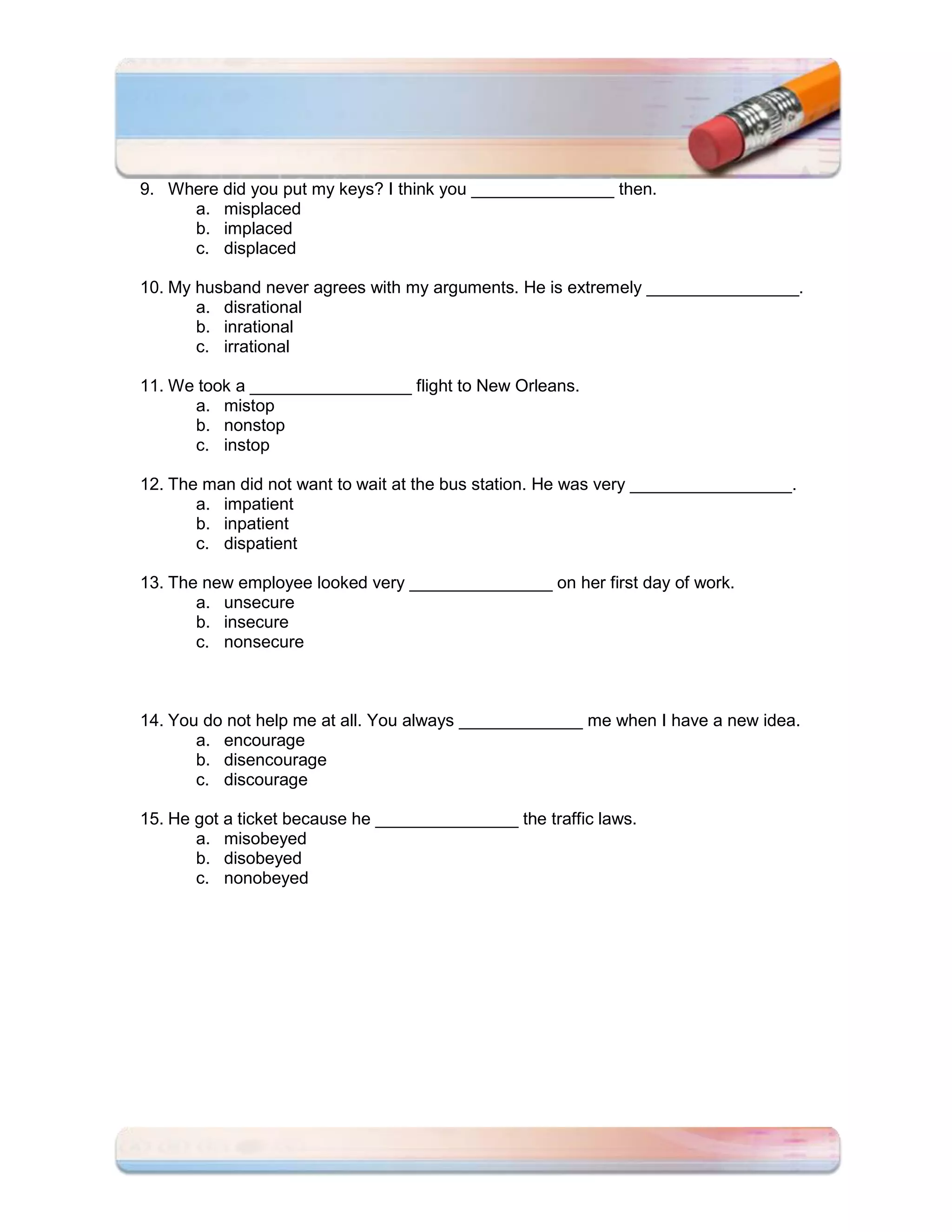 Reading Comprehension Prefixes and Suffixes | PDF