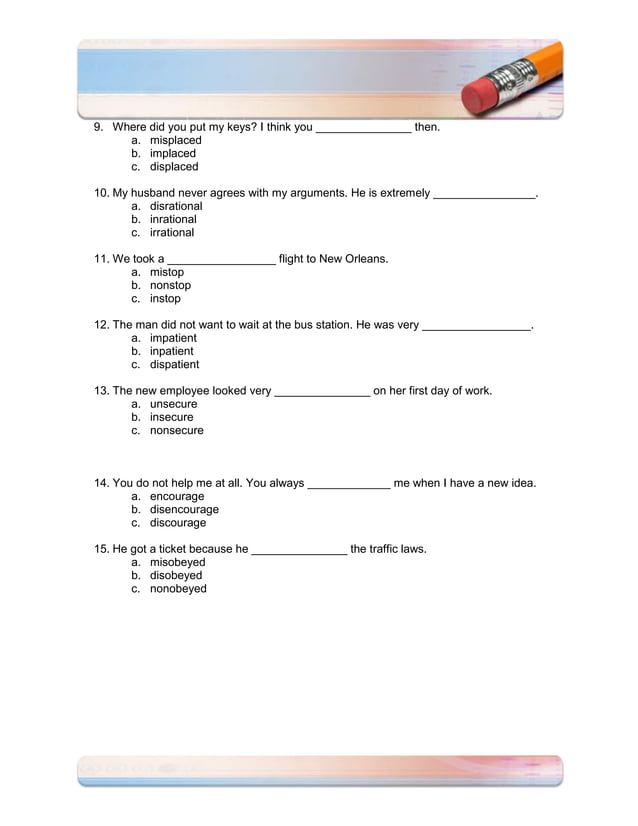 Reading Comprehension Prefixes and Suffixes | PDF