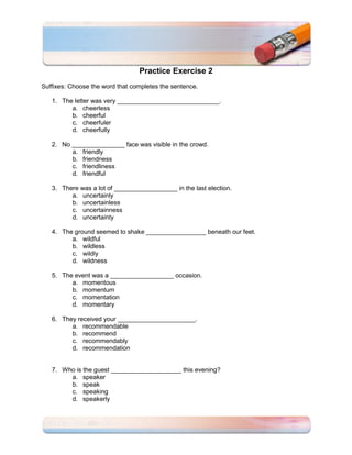 Reading Comprehension Prefixes and Suffixes | PDF