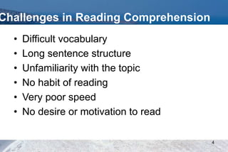 Reading Comprehension slides To read clearly | PPT