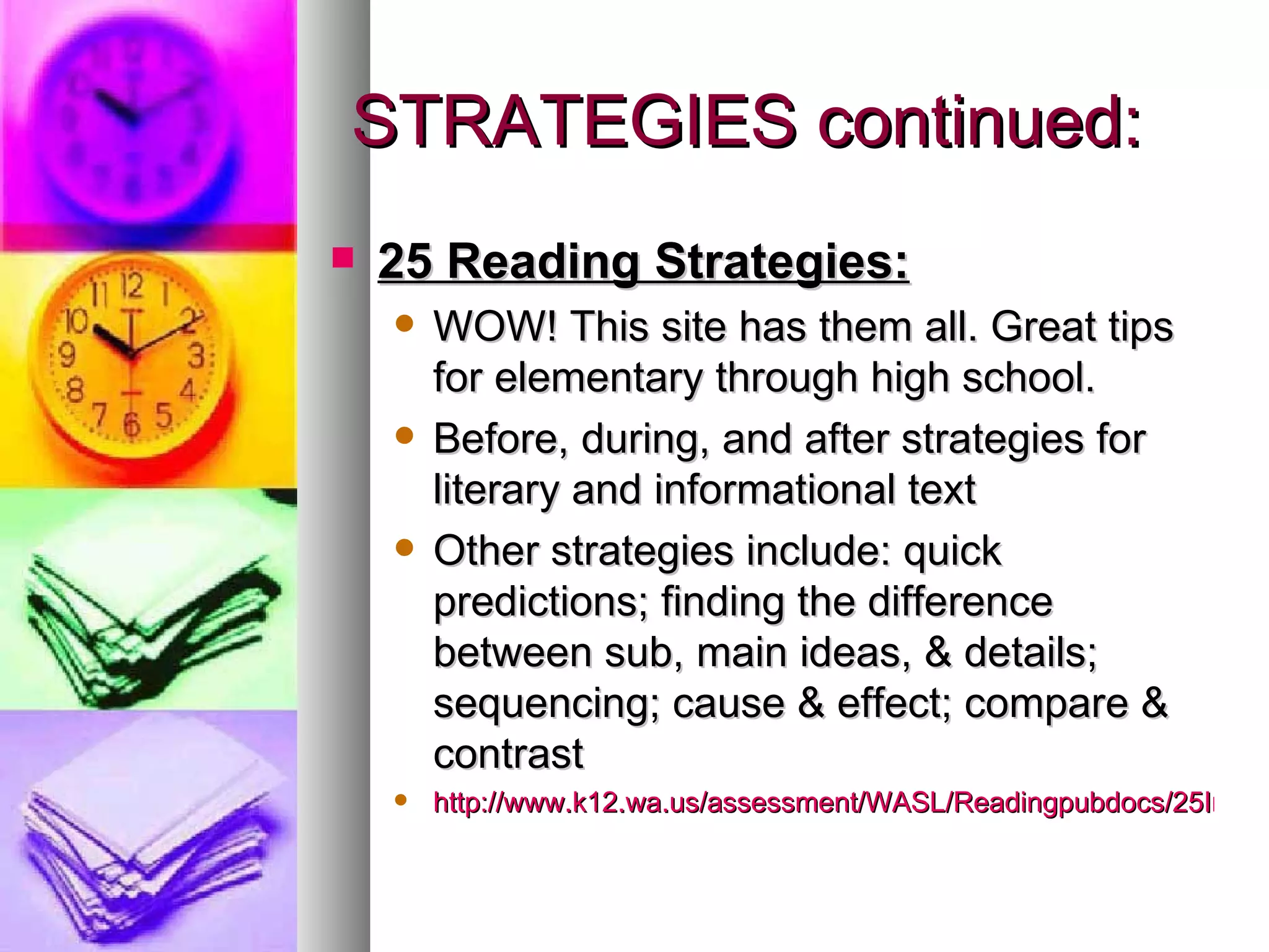 Reading comprehension strategies presentation pp | PPT
