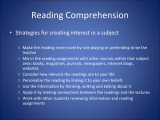 Reading comprehension strategies97 | PPT