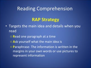 Reading comprehension strategies97 | PPT