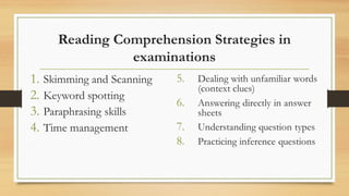 Reading Comprehension Strategies in examinations.ppt