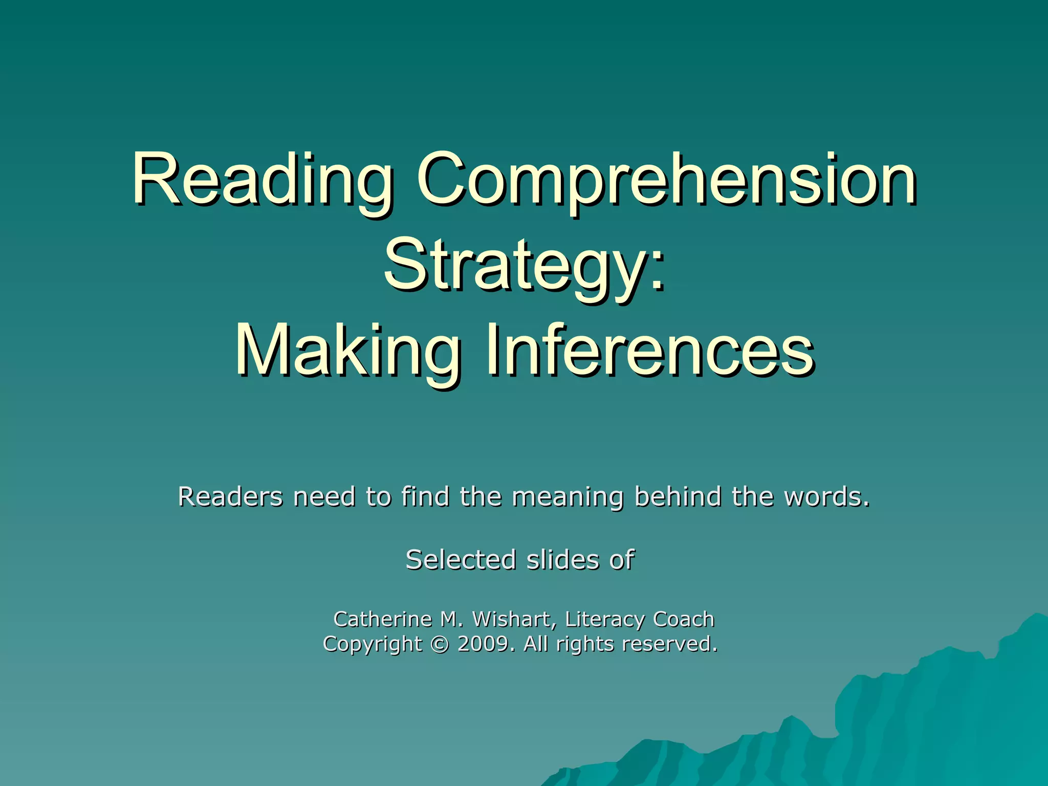 Reading comprehension strategy- Inference | PPT